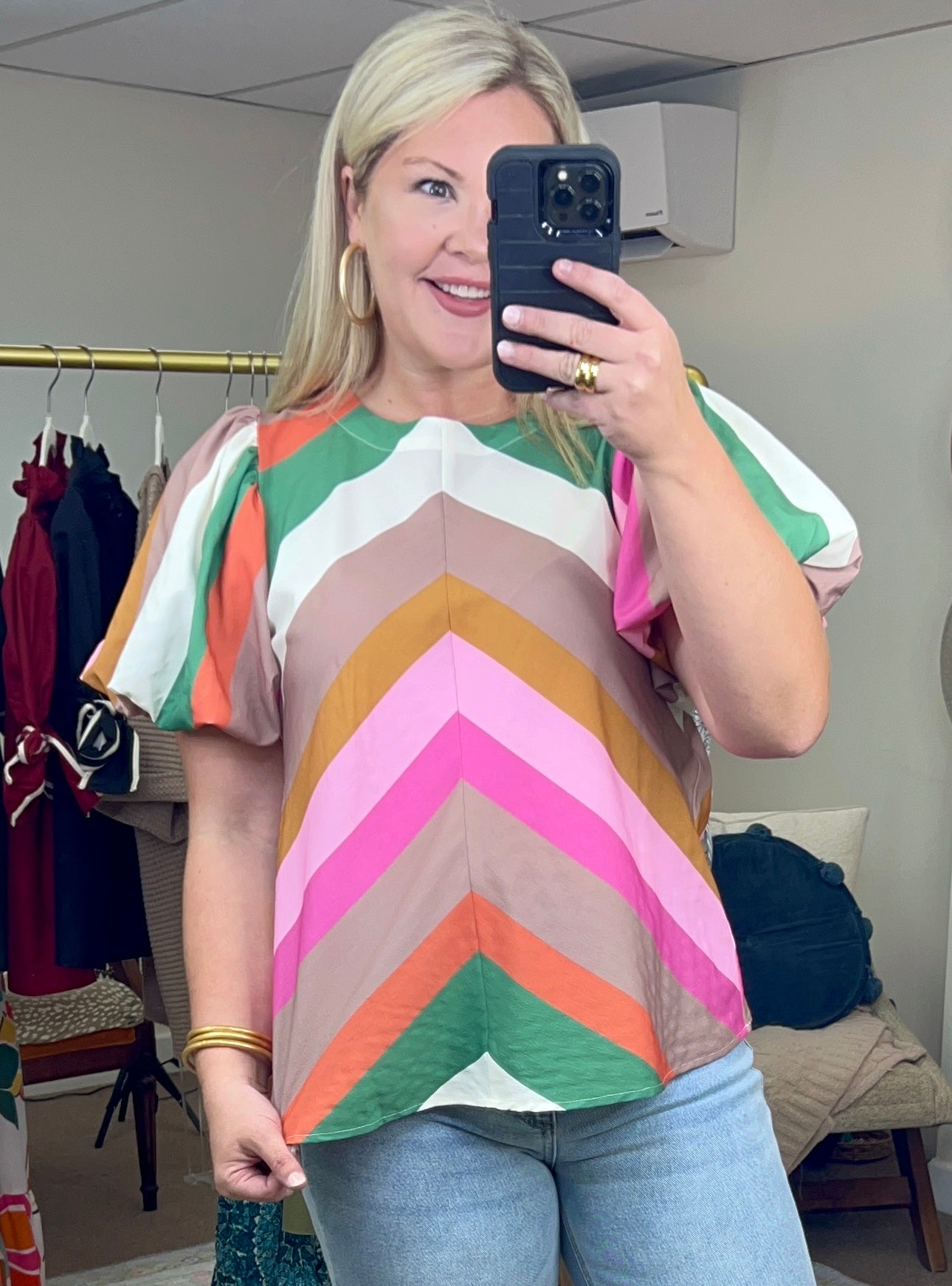 Color Your World Colorblock Puff Sleeve Blouse – LABELS Style Room
