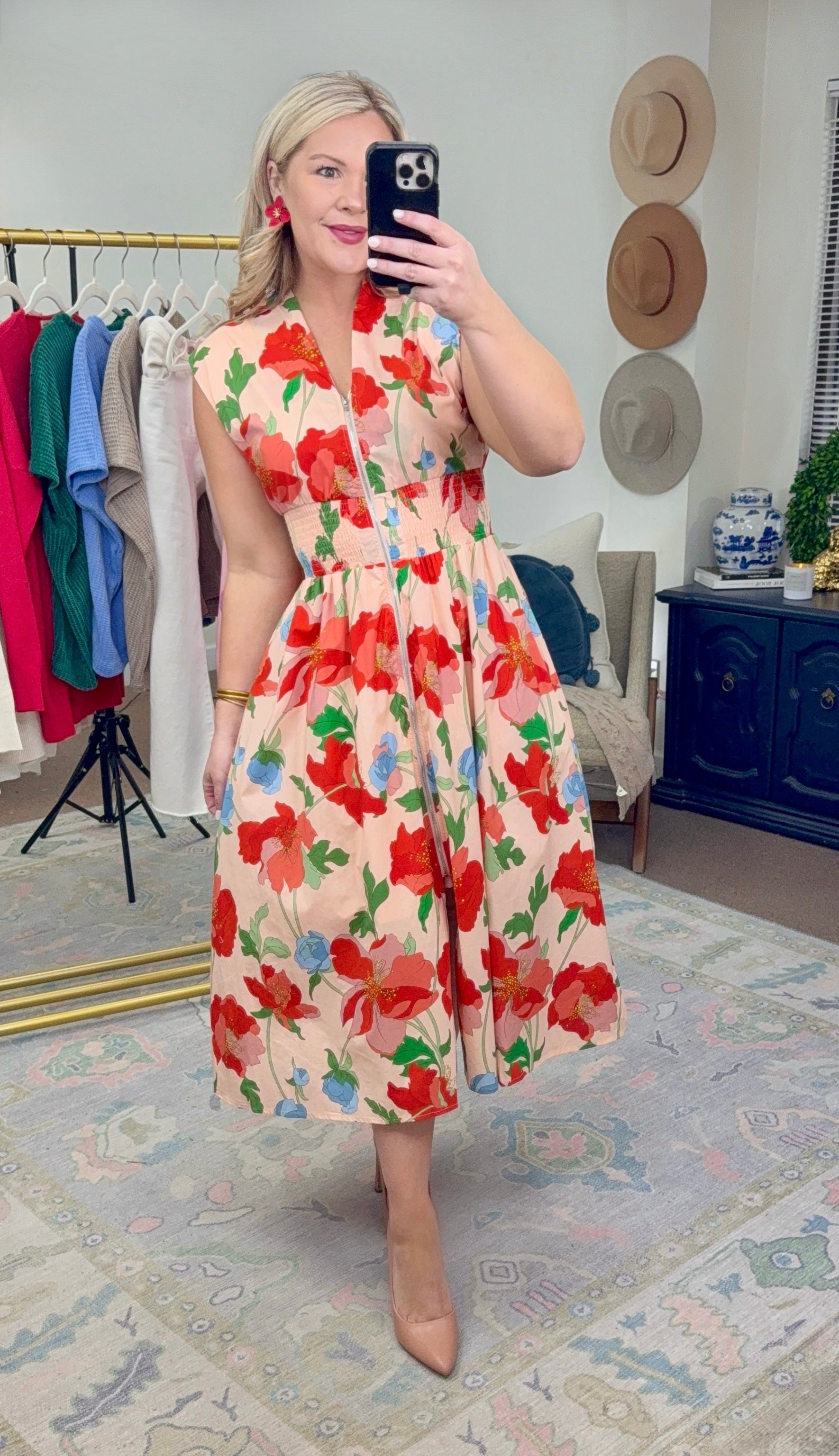 Painted Poppy Floral Print Midi Dress – LABELS Style Room