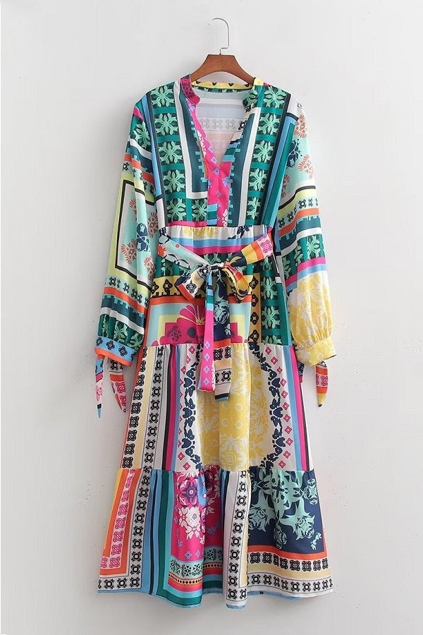 Multi Print Tiered Dress – LABELS Style Room